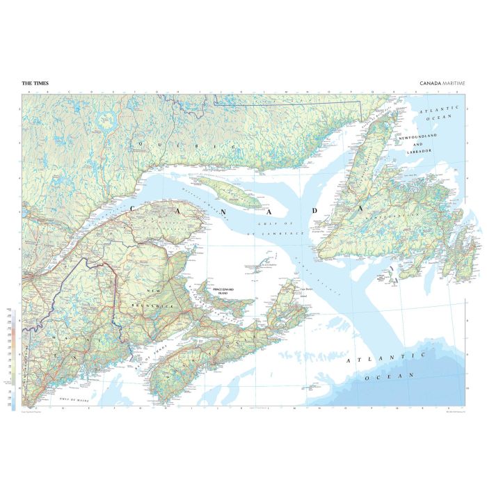 The Times Map of the Maritimes (Canada) | Stanfords