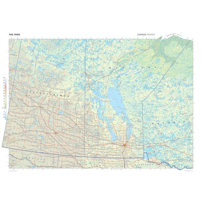 The Times Map of the Prairies (Canada) | Stanfords