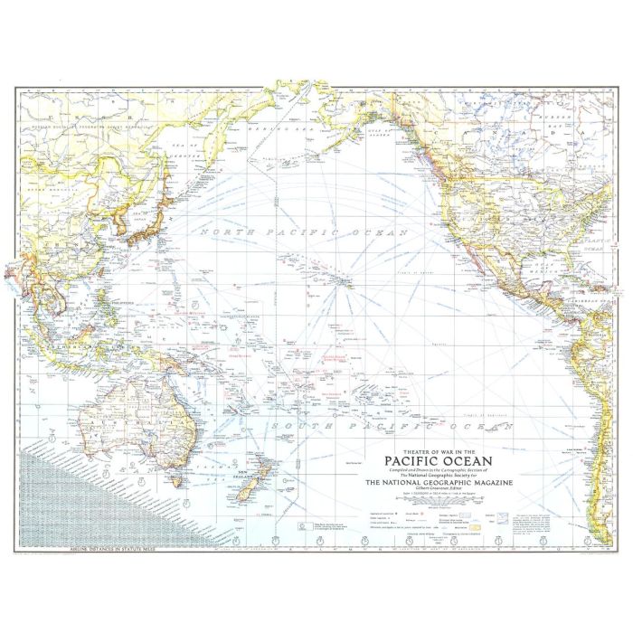 Theater of War in the Pacific Ocean - Published 1942 Map | Stanfords