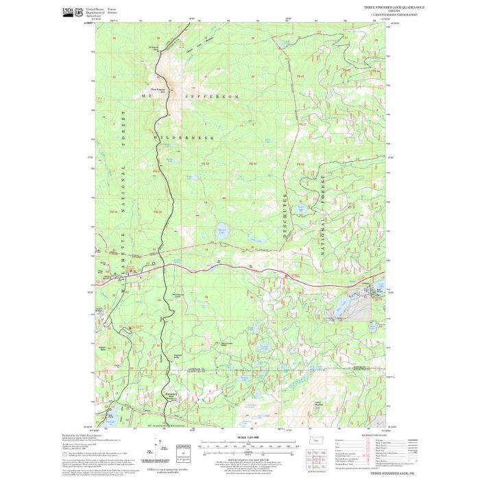 Three Fingered Jack Quadrangle, Oregon Map | Stanfords