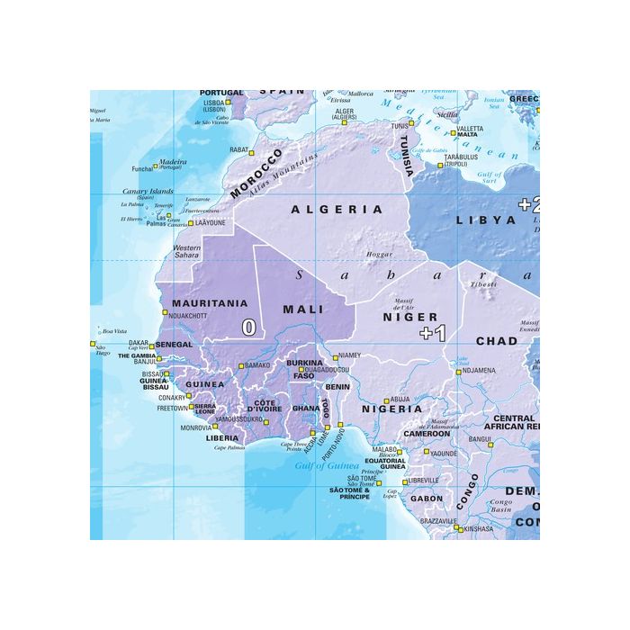 Africa Time Zones Map