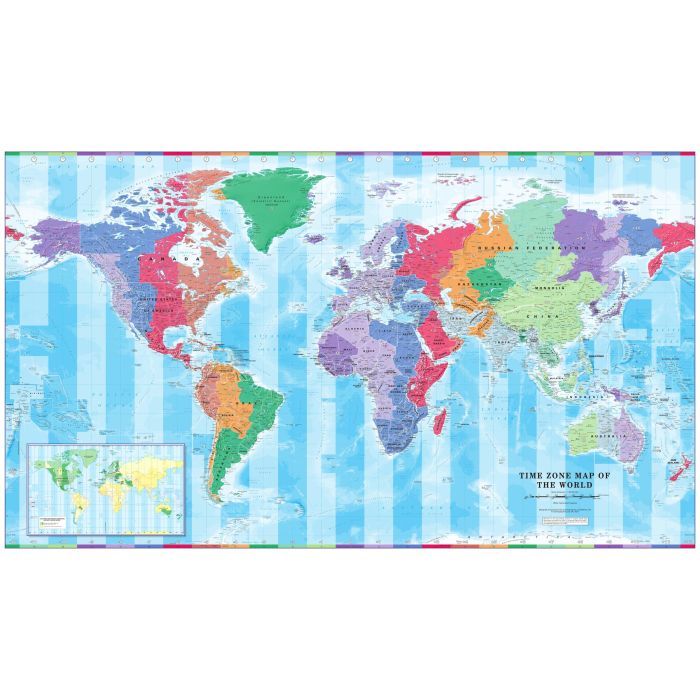 Time Zone Wall Map of the World - Large Map | Stanfords