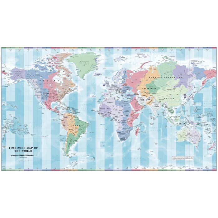 Time Zone Wall Map of the World - Poster | Stanfords