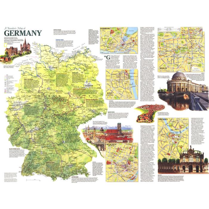 Travelers Map of Germany - Published 1991 Map | Stanfords