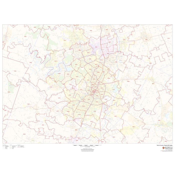 Travis County, Texas ZIP Codes Map | Stanfords