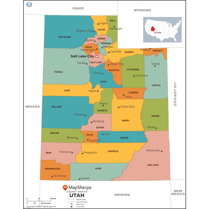 Utah Counties Map - Extra Large Map | Stanfords
