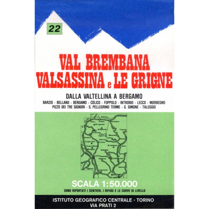 Val Brembana - Valsassina - Le Grigne: Lecco - Bergamo 50K IGC Map No ...