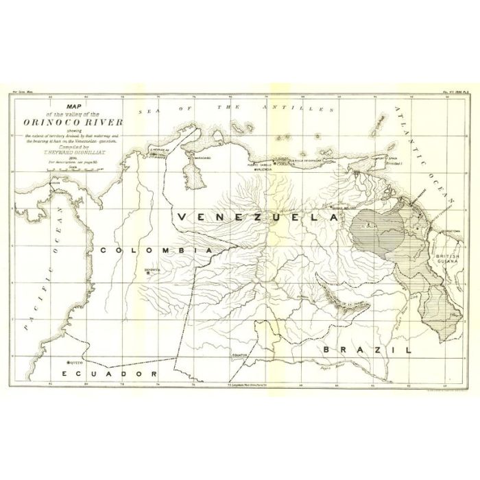Valley of the Orinoco River - Published 1896 Map | Stanfords
