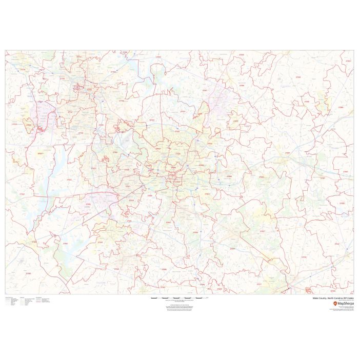 Wake County, North Carolina ZIP Codes Map | Stanfords