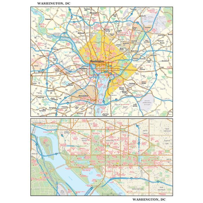 Washington, DC Wall Map, small Map | Stanfords