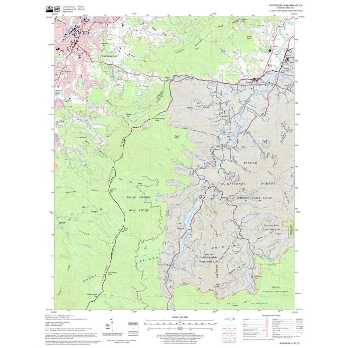 Waynesville Quadrangle, North Carolina Map | Stanfords