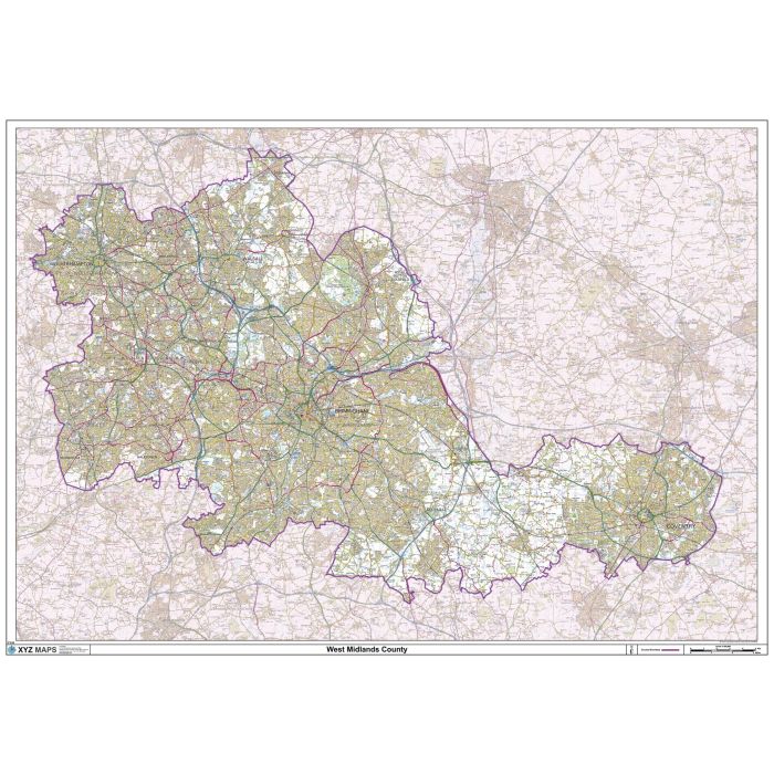 West Midlands County Map | Stanfords