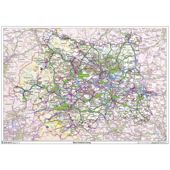 West Yorkshire County Map | Stanfords