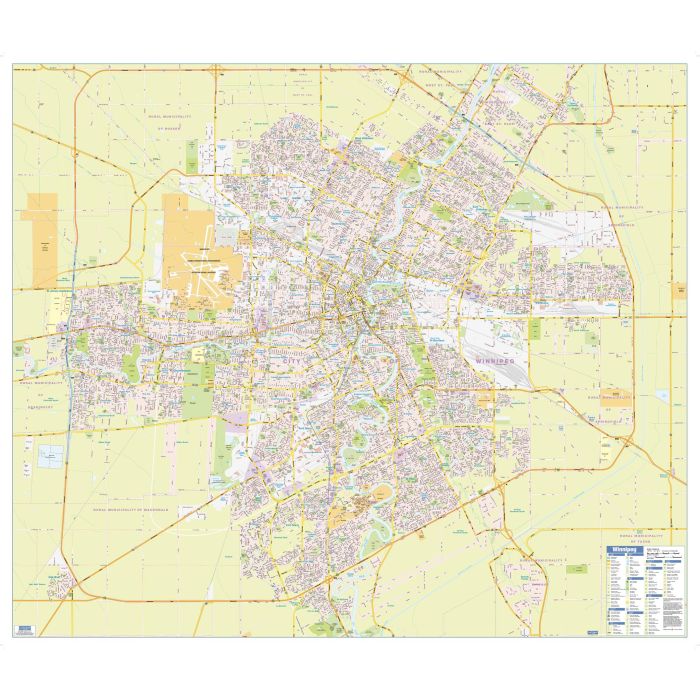 Winnipeg Wall Map - Street Detail Map | Stanfords