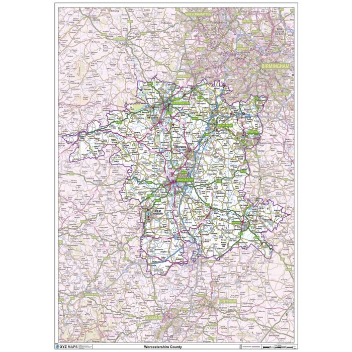 Worcestershire County Map | Stanfords