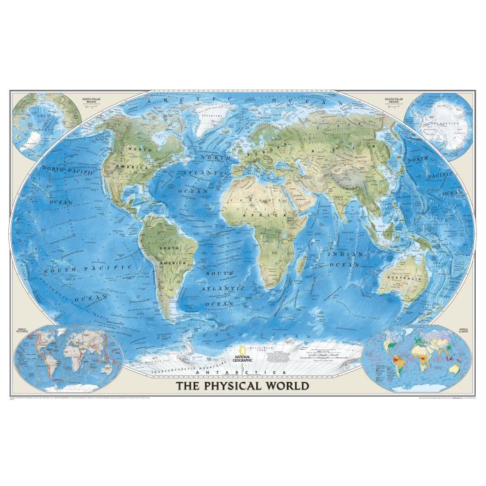 Physical World Map With Key Poster Vector Pixel Physical World Map