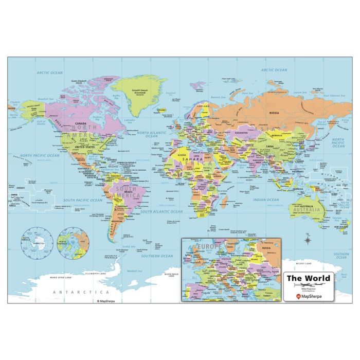 World Political Map - Compact | Stanfords