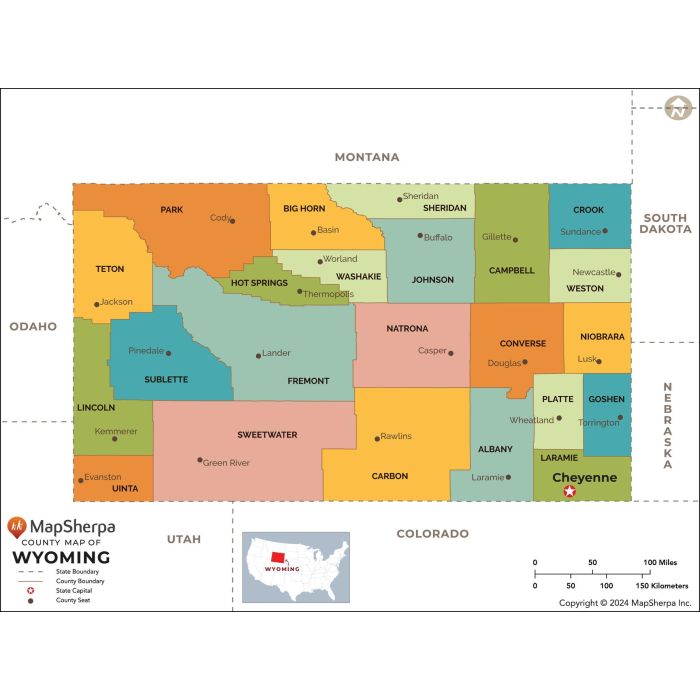 Wyoming Counties Map - Extra Large | Stanfords