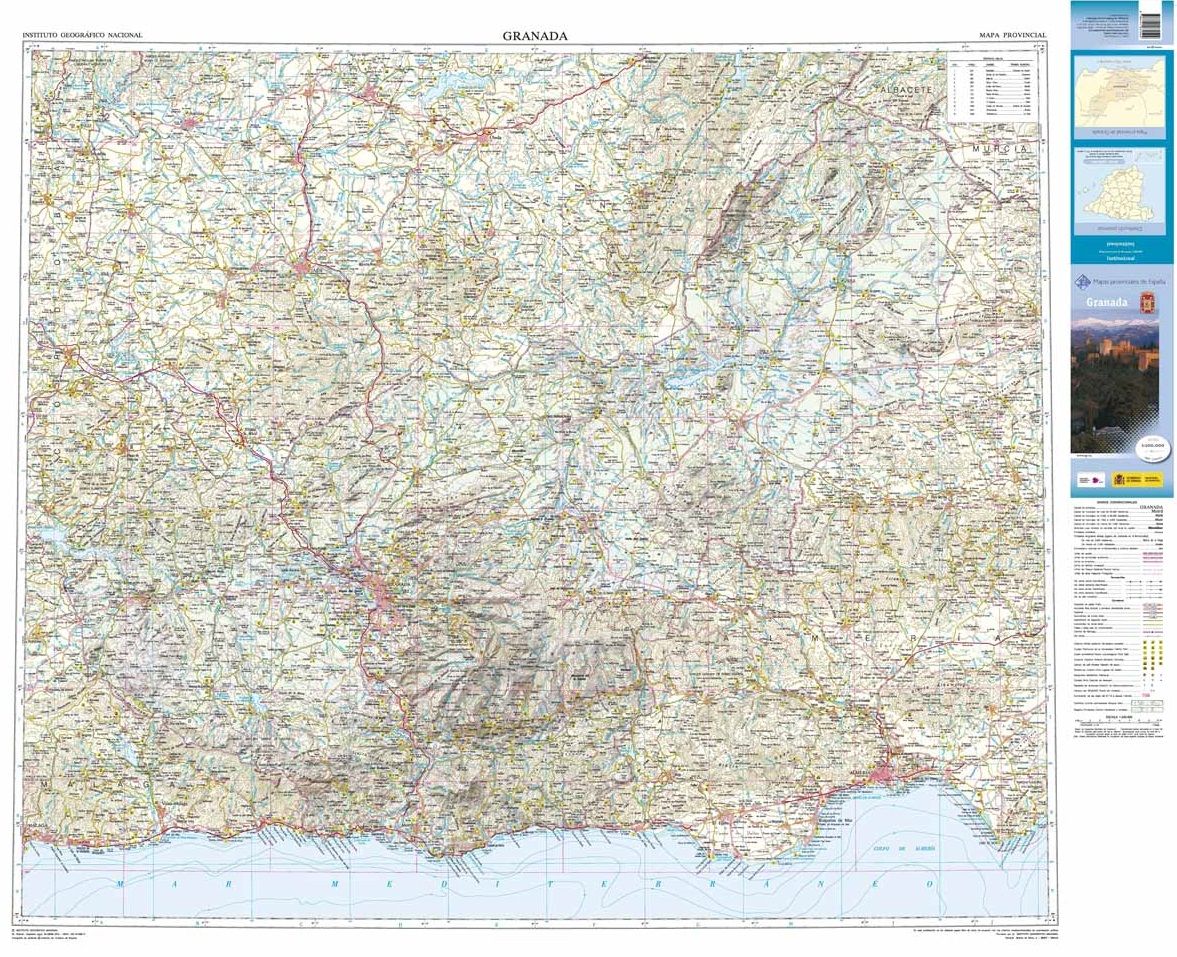 Map Granada Spain Granada, Spain | CNIG Province Map 1:200,000
