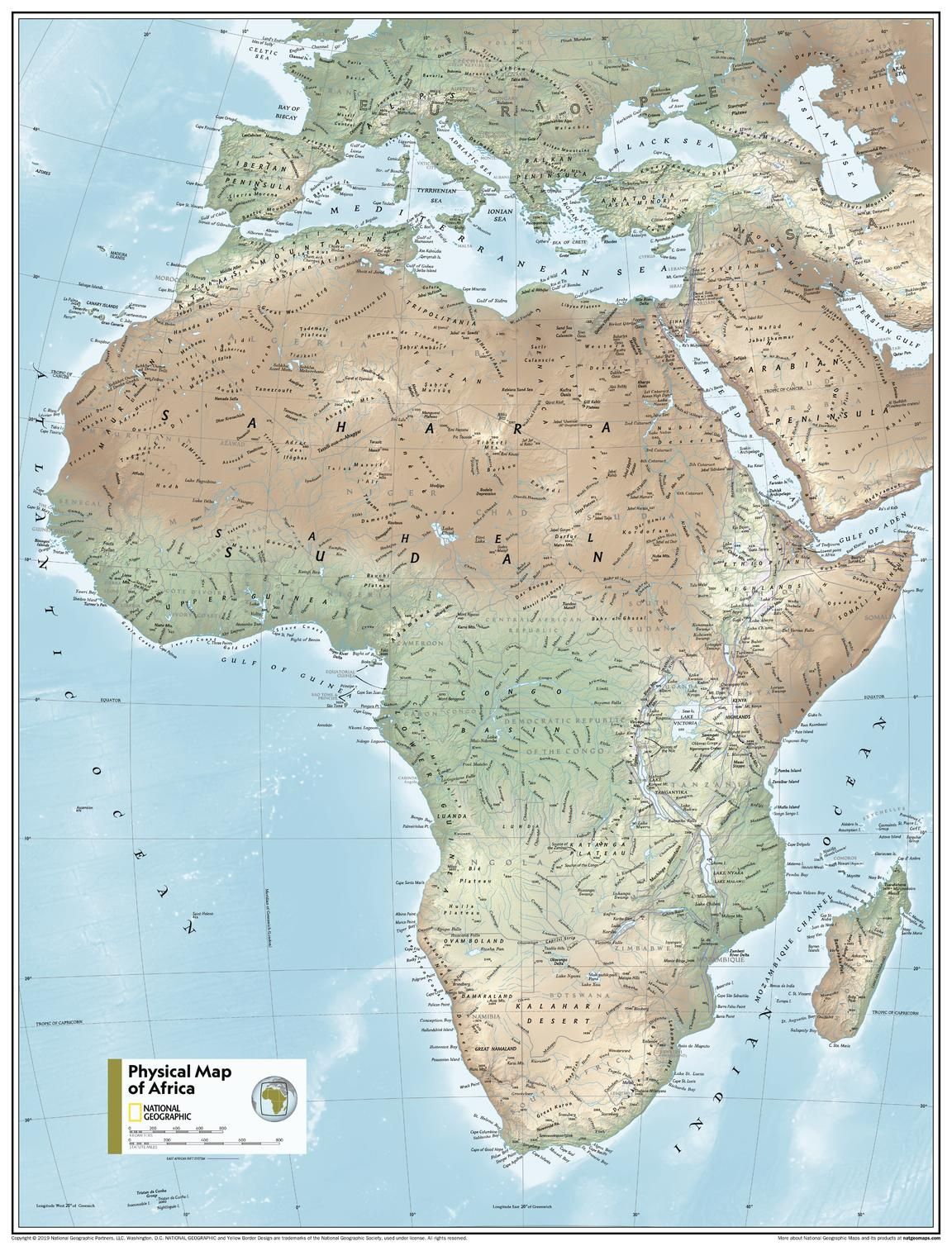 Physical Map Of Africa For