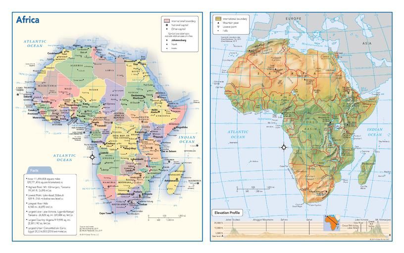 Africa Physical And Political Map South Africa Physical Map