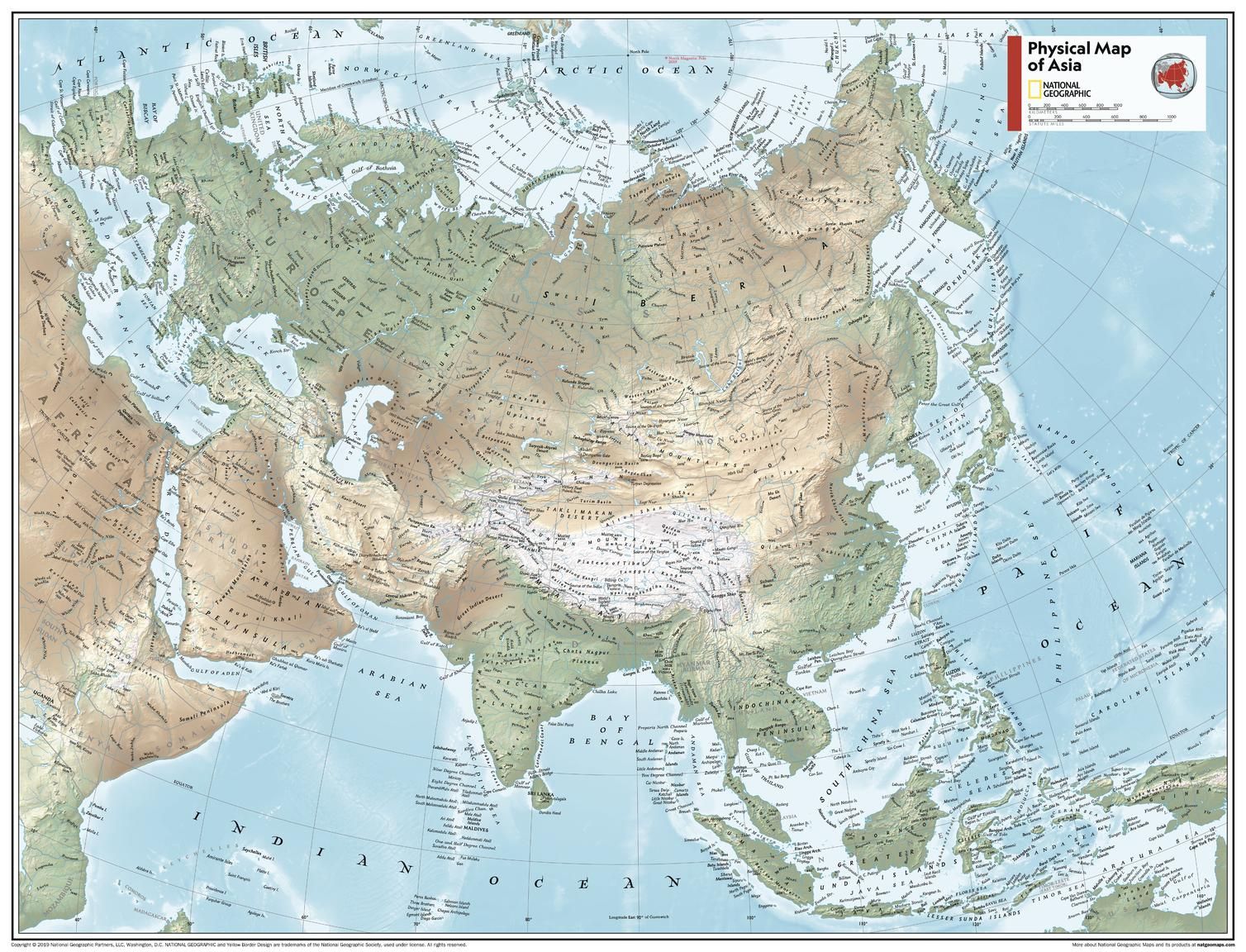 Physical Maps Asia Asia. Physical Map School, Kindergarten And