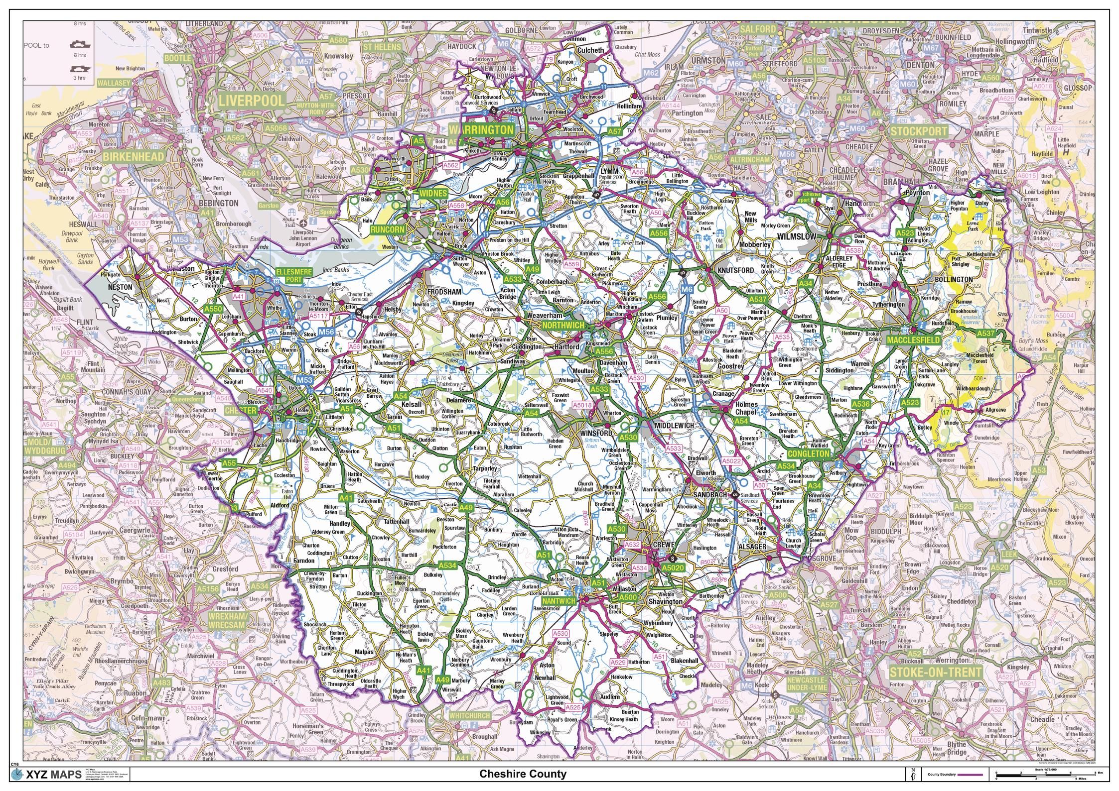 Cheshire And Manchester Map County Map Of Cheshire Incl Greater