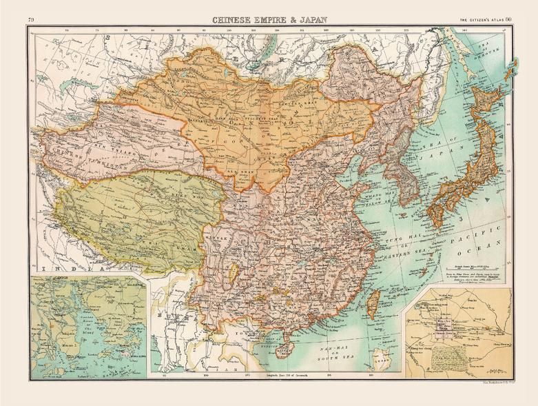 Old Map Of Chinese Empire China Dynasty Map Hi Res Stock Photography