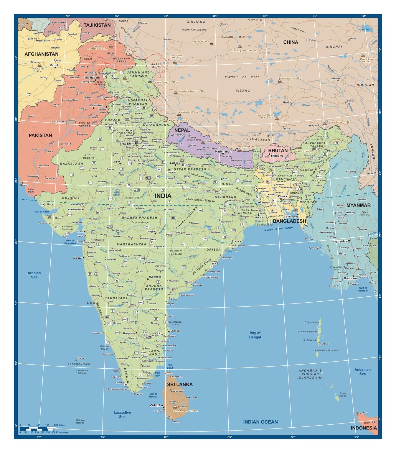 Political Map Of India High Quality Political Map Of India And