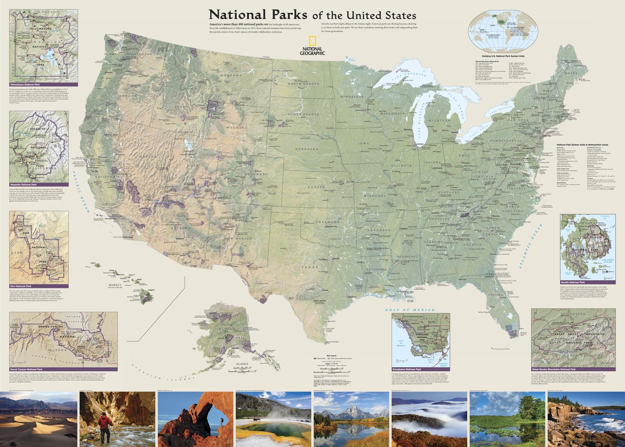 Map Of National Parks In Usa USA National Park Map 63 Parks With