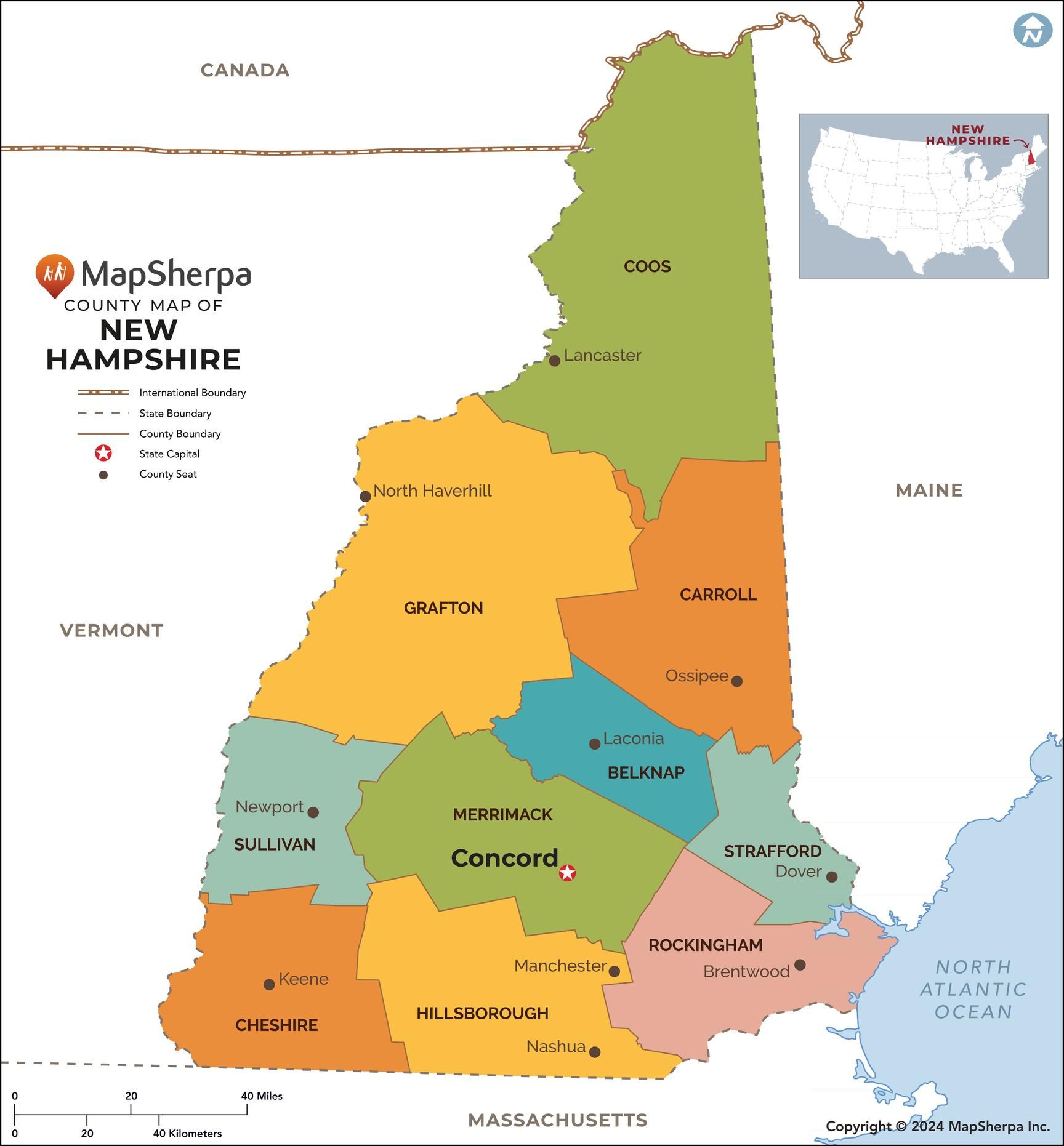 Large Map Of New Hampshire New England Wikipedia
