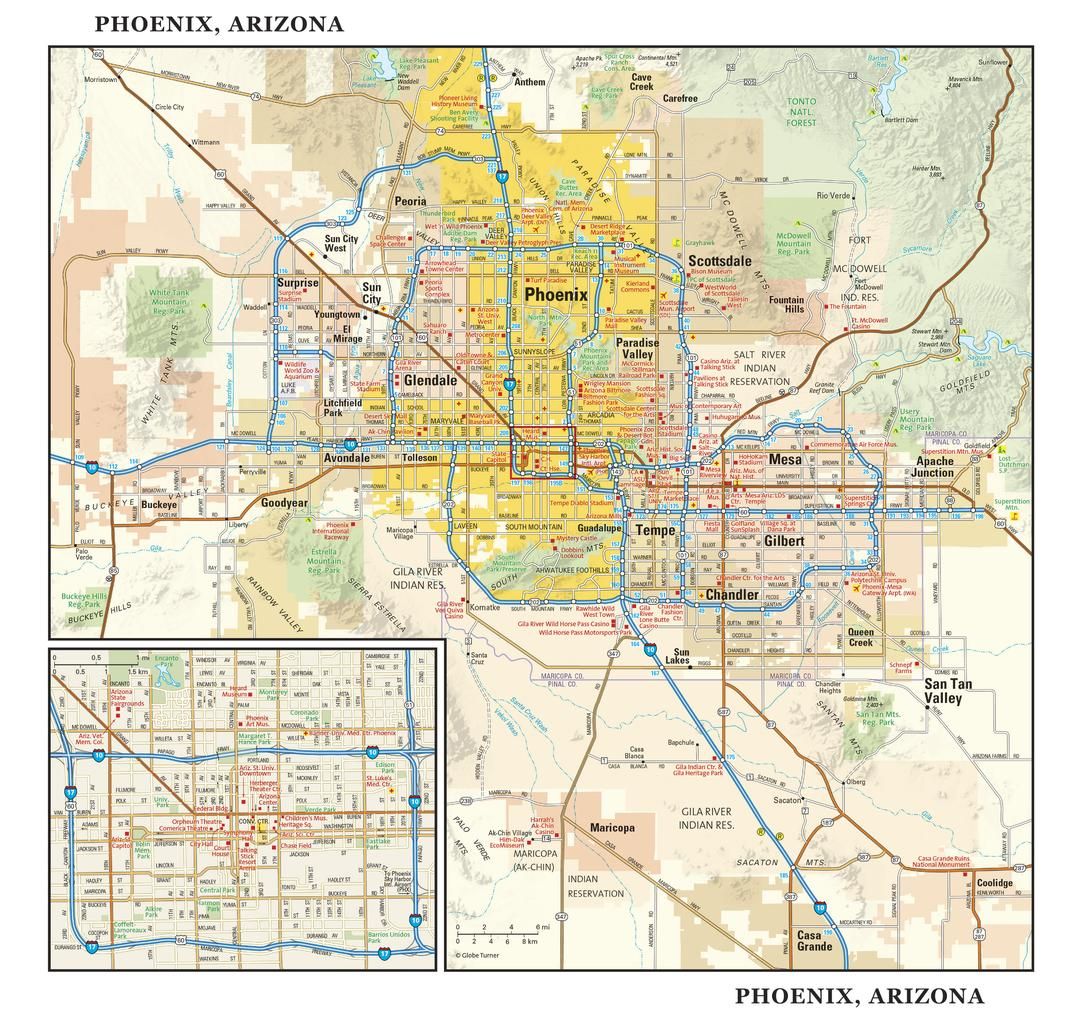 High Resolution Street Map Of Phoenix