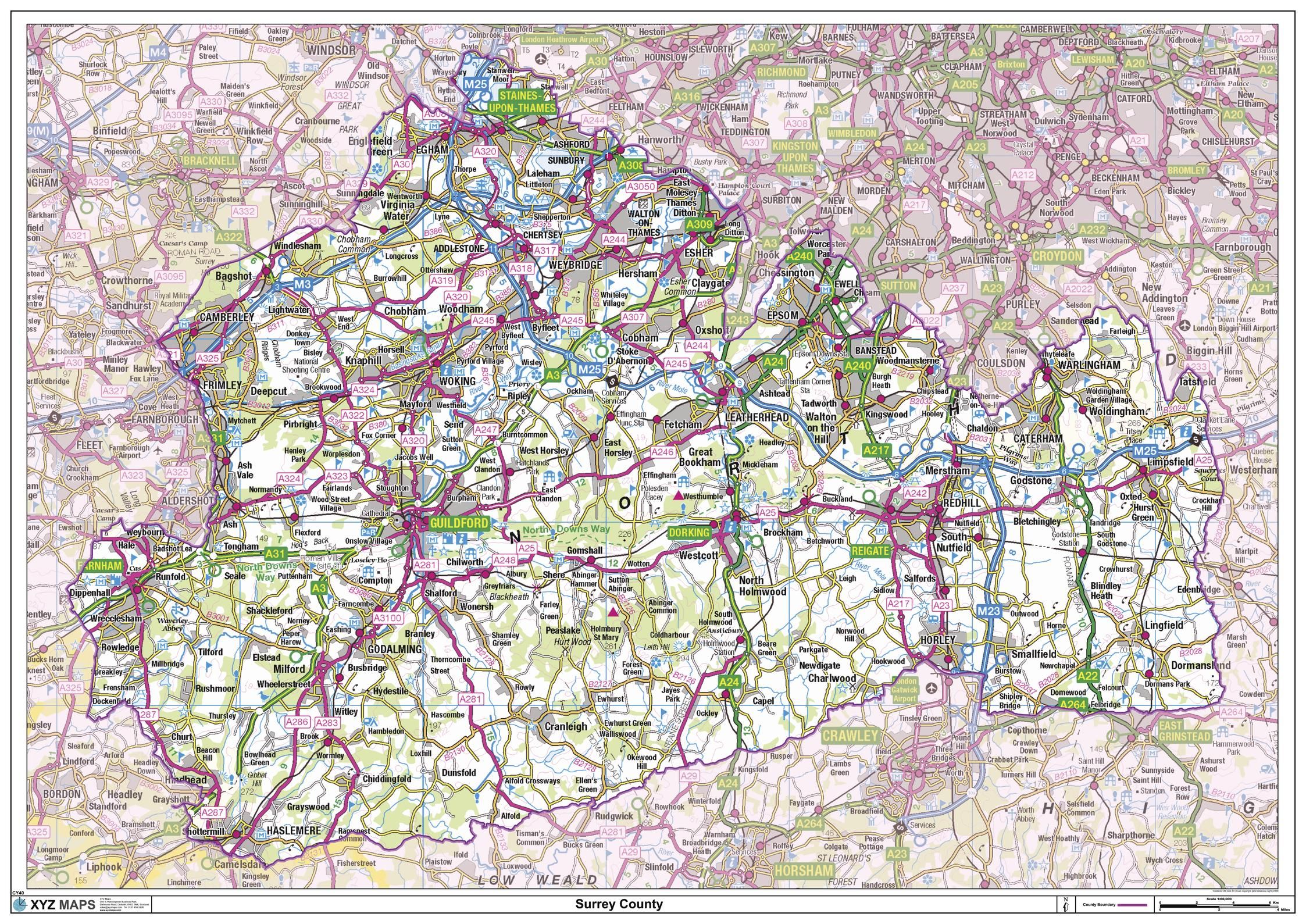 Detailed Map Of Surrey England