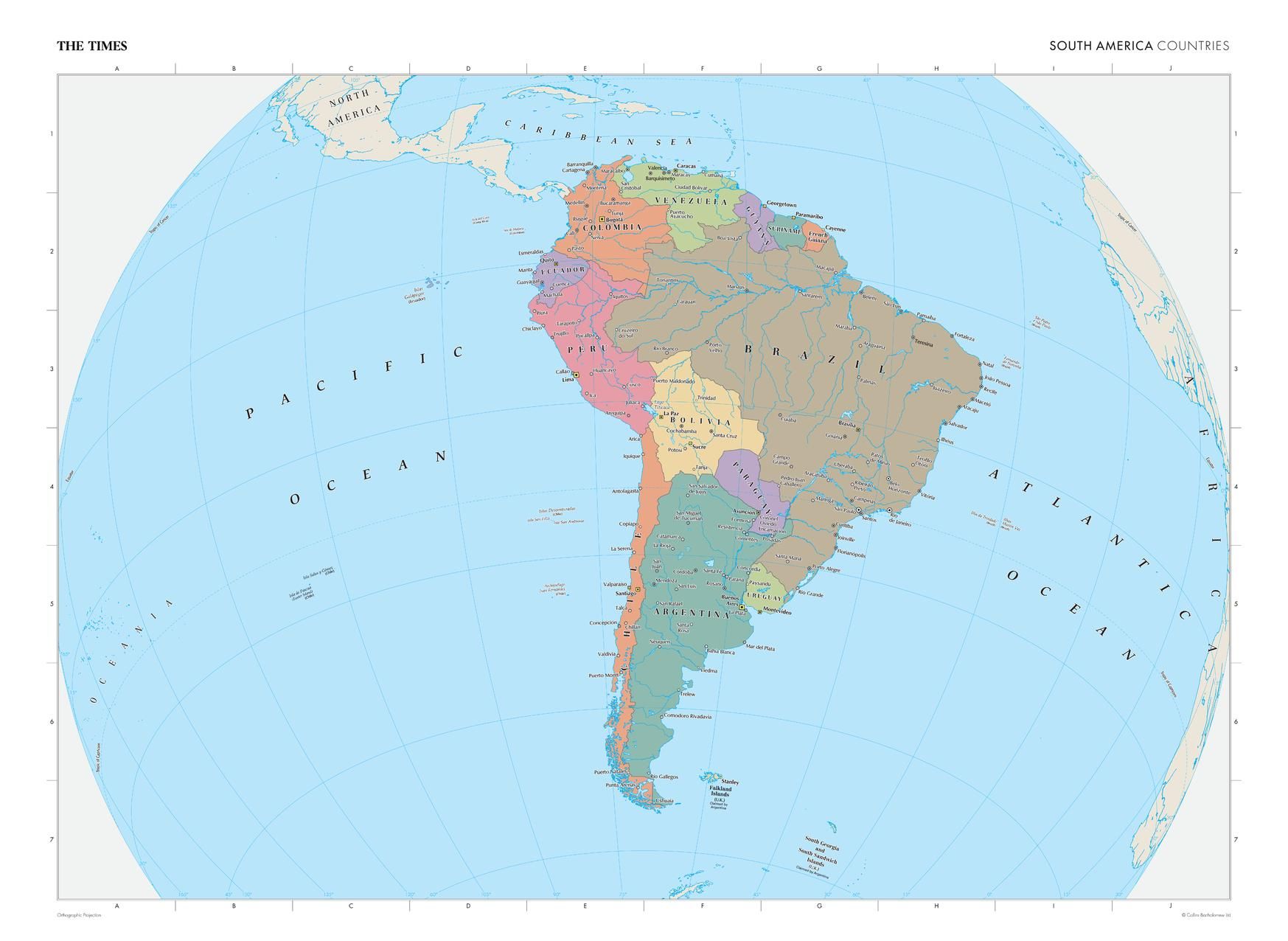 Political Map Of South America South America Map Cities Vector Art,