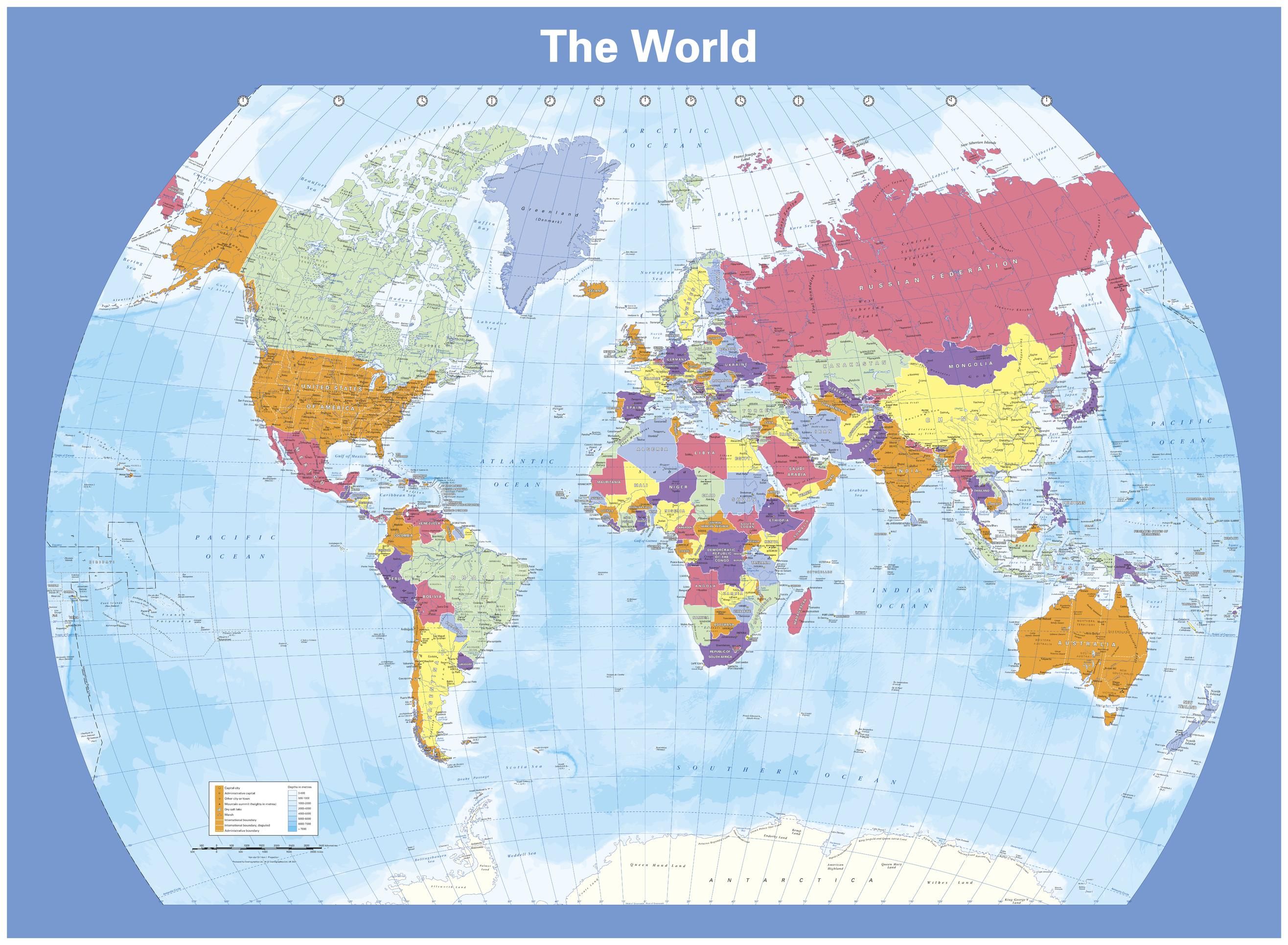World Map Colour C World Skin Colors Ethnographic C.1955 Hebrew