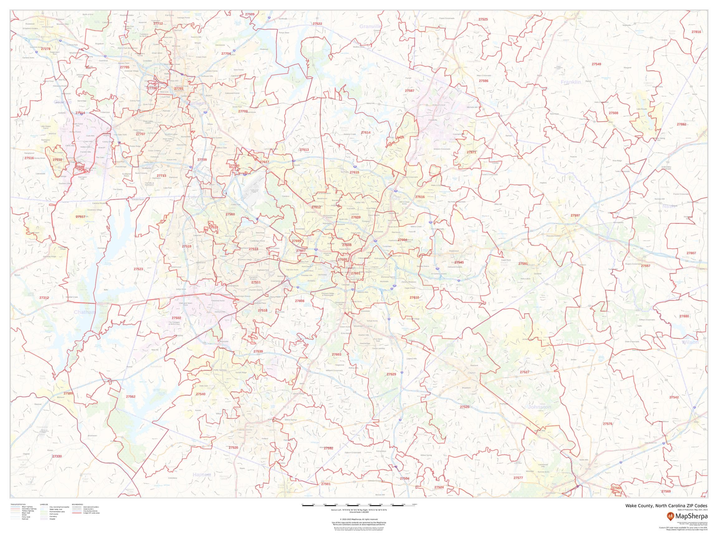 Wake County North Carolina Map With Zip Codes Map Of Wake County Nc