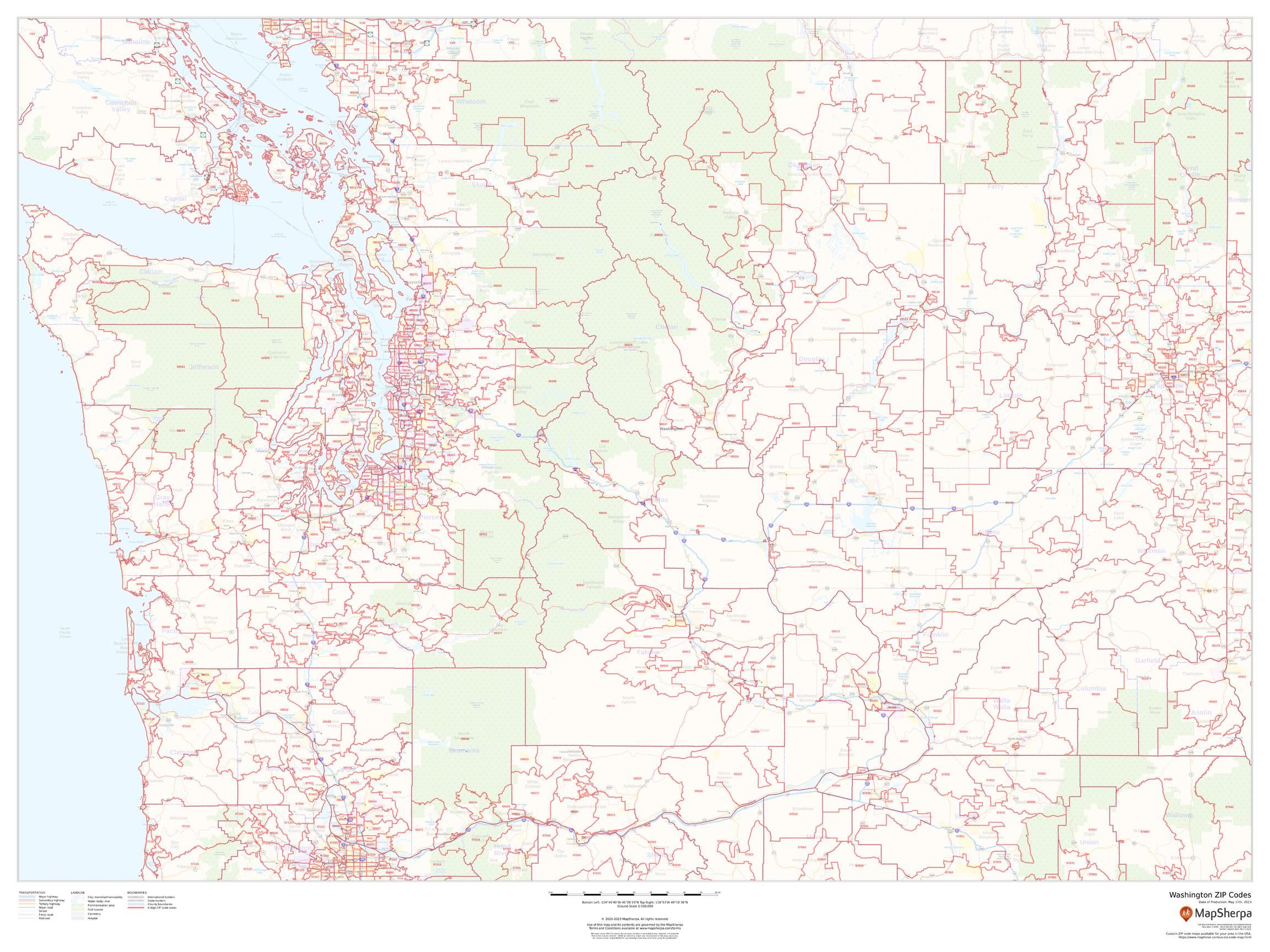 Washington State Zip Code Map Printable Map Printable ZIP Code Maps