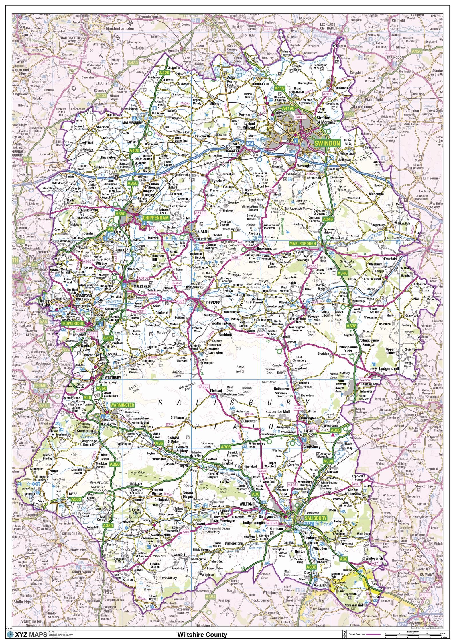 Wiltshire Map Map Of Wiltshire Hi Res Stock Photography And Images
