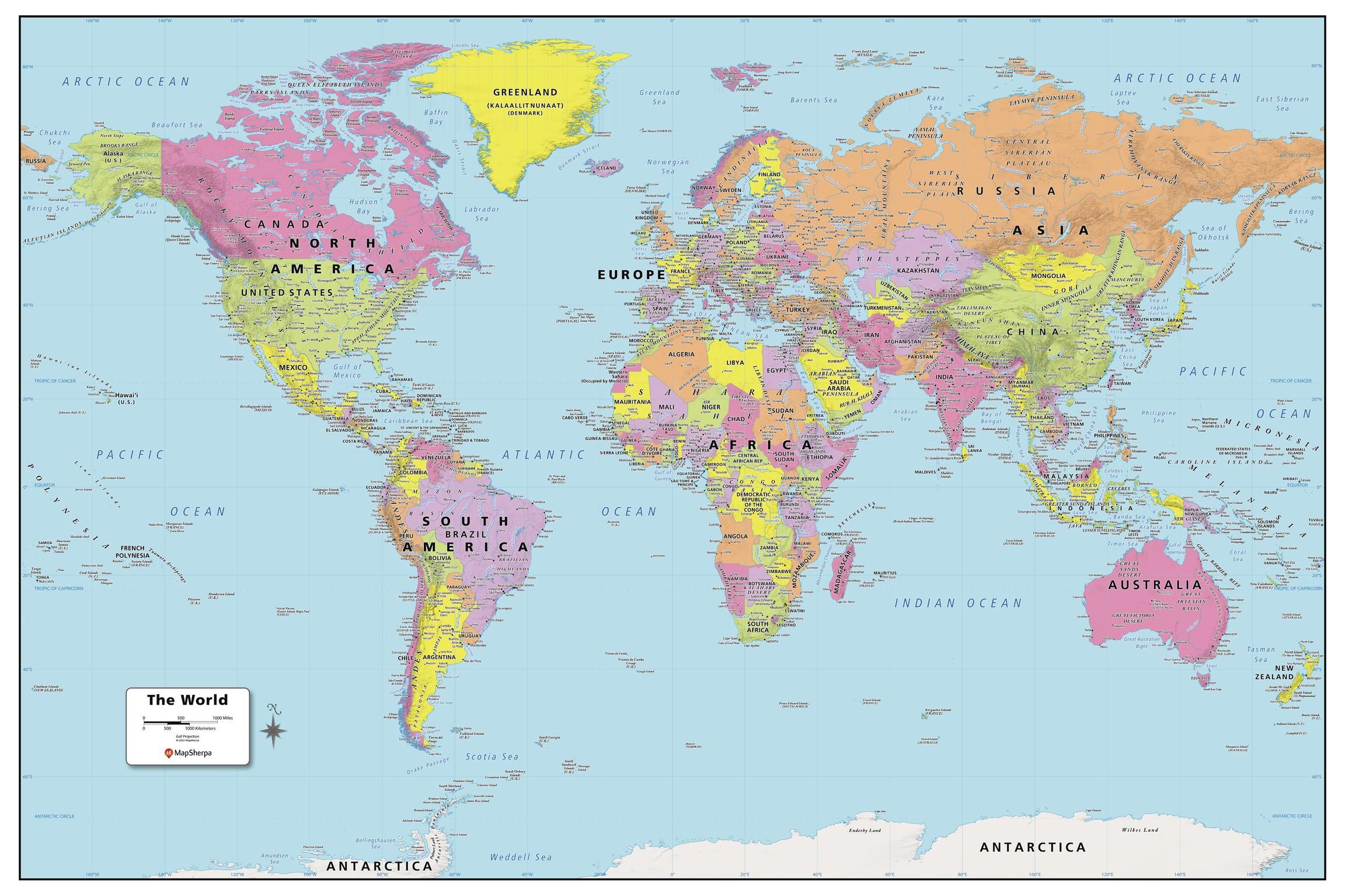World Political Map Large Size Travel Around The World